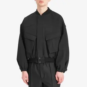 Auralee Max Gabardine Chambray Padded Flight Blouson - Top Black